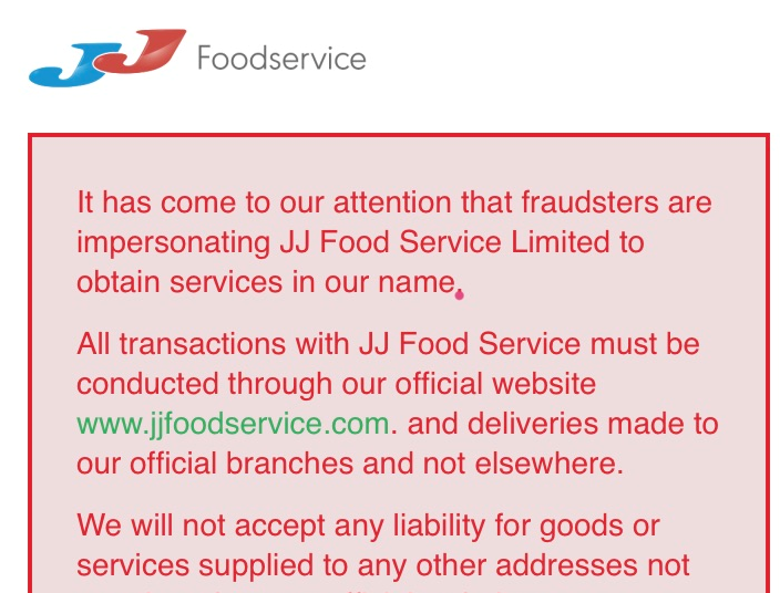 JJ Foodservice steps up online security in response to fraudulent impersonations | News | The Grocer