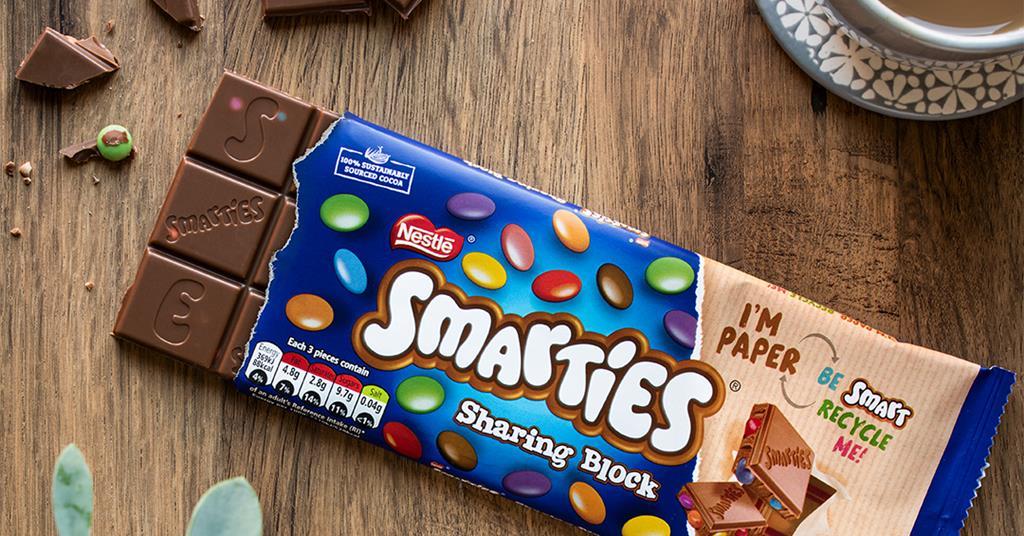 Nestlé shifts Smarties chocolate blocks into recyclable paper wrappers ...
