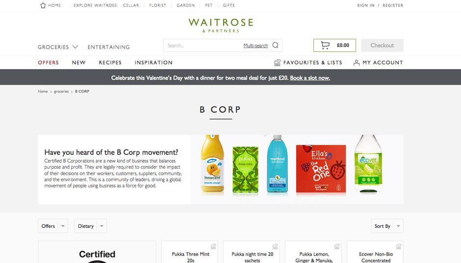 Waitrose adds online 'aisle' for certified B Corp products | News | The ...