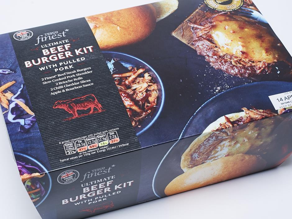 Tesco Finest Ultimate Beef Burger Kit with Pulled Pork | Analysis ...