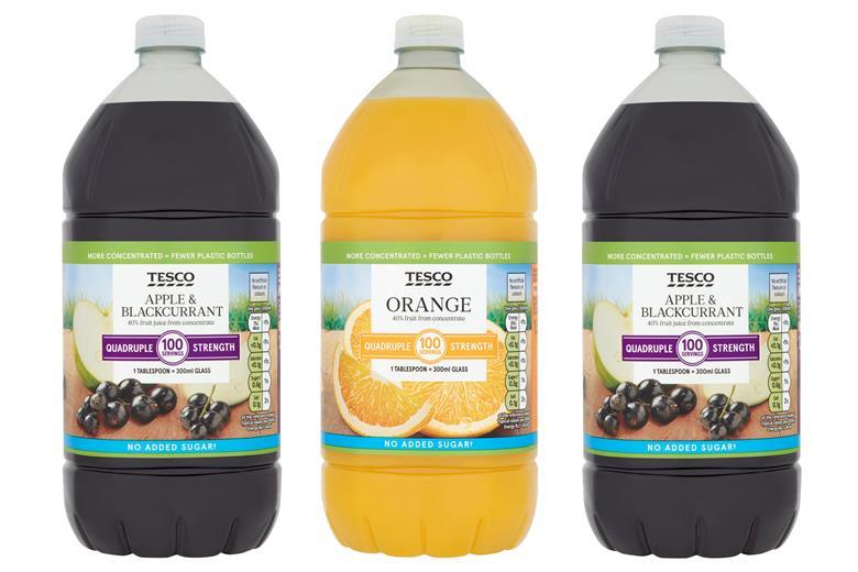 Tesco adds quadruple-strength squashes in plastic-reducing revamp ...